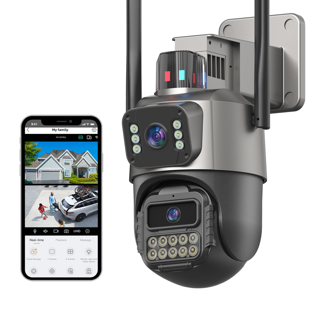 6MP Security Camera Outdoor, Dual Lens Outside Cameras for Home Securi ...